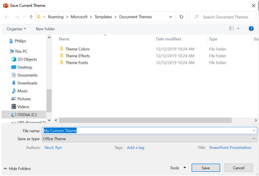 Saving a Custom Theme – Ryn Nicol